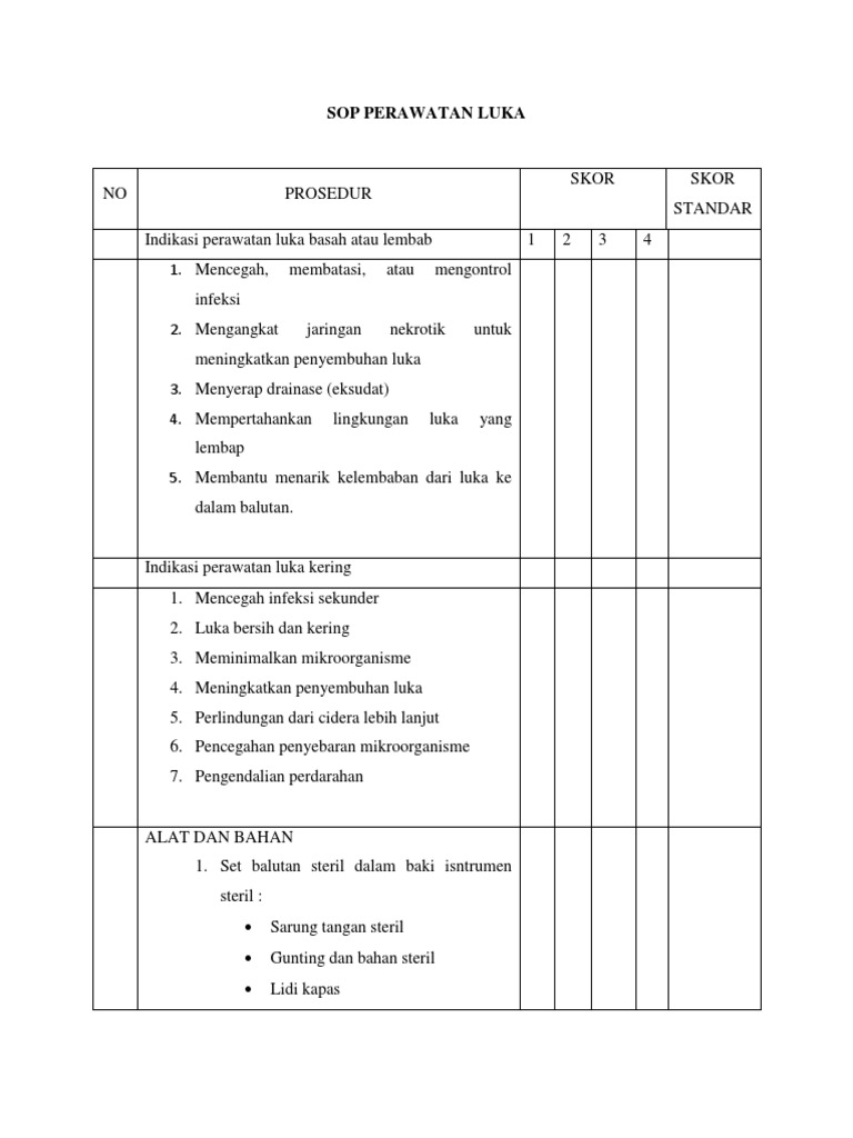 Format Penilaian Perawatan Luka | PDF