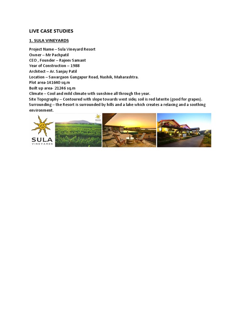 Live Case Studies: 1. Sula Vineyards | PDF