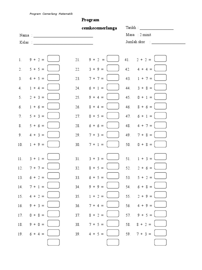 Program Galus Math Darjah 1,2,3 | PDF