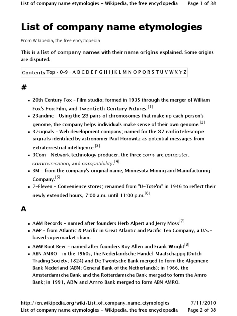 List of Company Name Etymologies | PDF | Novartis | Companies