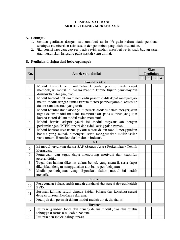 Lembar Validasi Dosen | PDF
