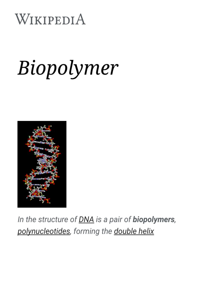 Biopolymer Pdf Biopolymer Molecular Biophysics