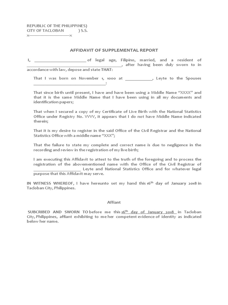 Affidavit Supplemental Report XXXX | PDF
