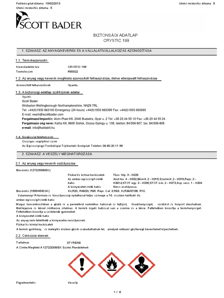 Crystic 199 Resin MSDS | PDF