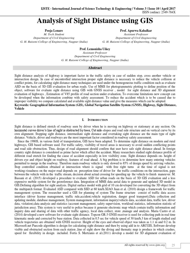 Analysis of Sight Distance Using GIS | Download Free PDF | Geographic ...