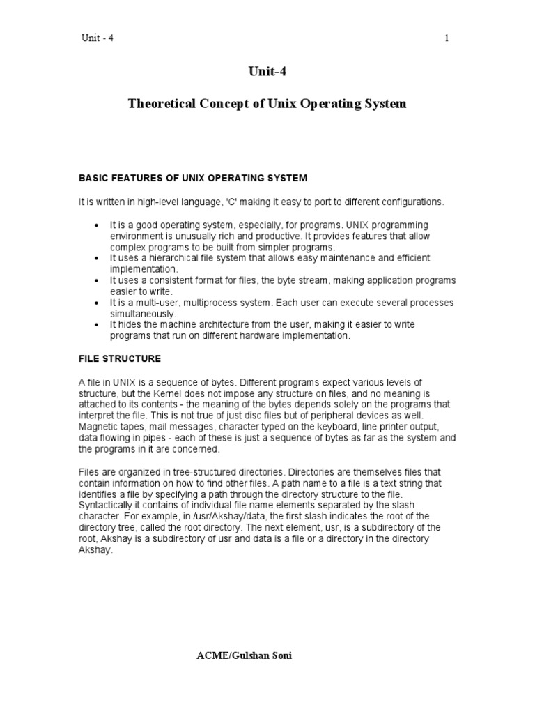 Key Features of the Unix OS | PDF | Scheduling (Computing) | Computer File
