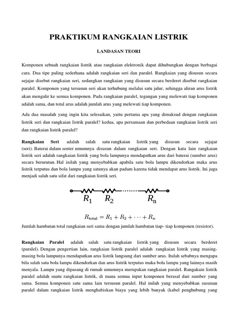 Laporan Praktikum Rangkaian Listrik | PDF Laporan Praktikum Rangkaian Listrik | PDF