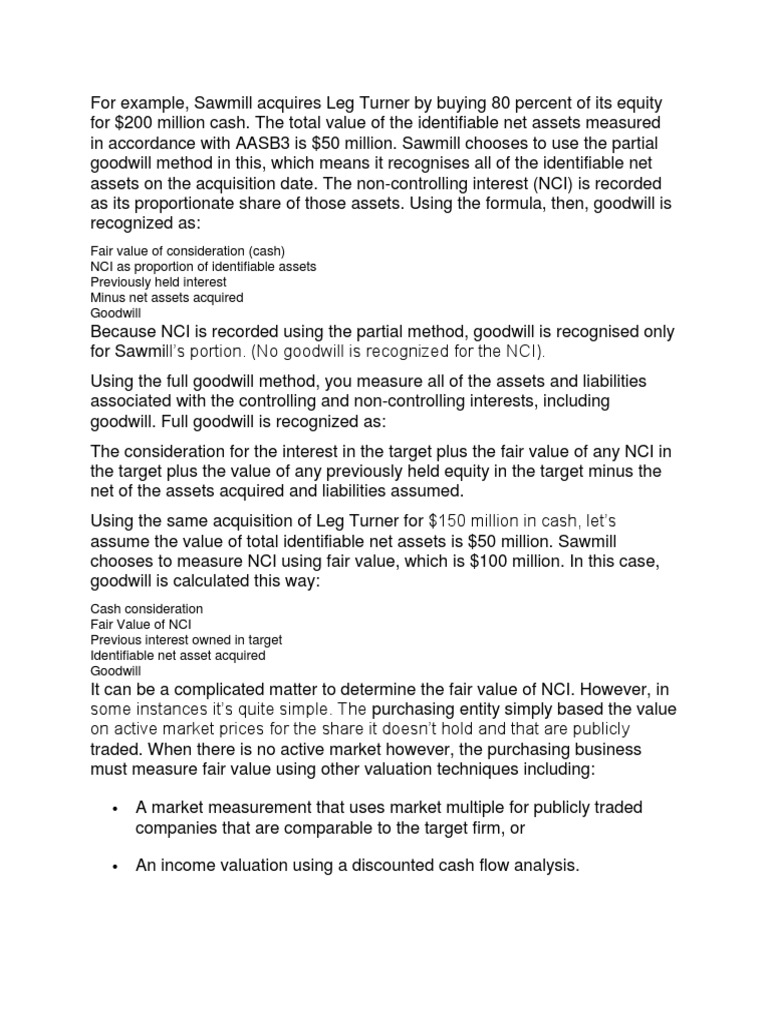 Calculating Goodwill Using the Partial and Full Goodwill Methods in a ...