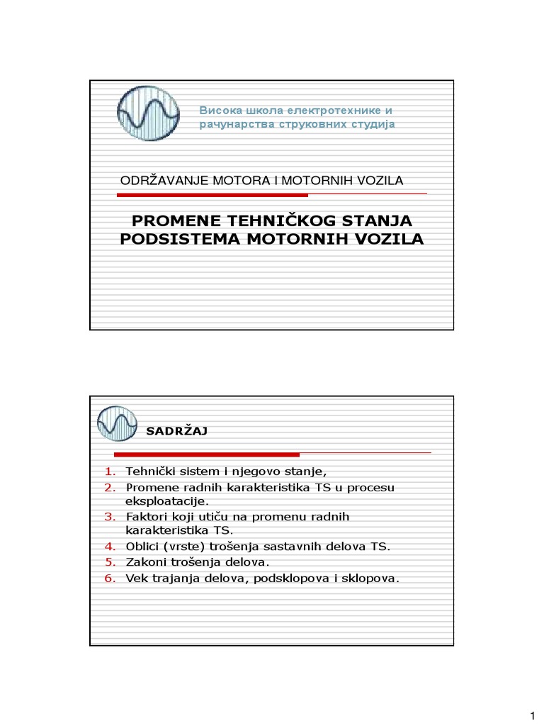 07 - OMV - Promene Tehnickog Stanja Elementa Vozila | PDF