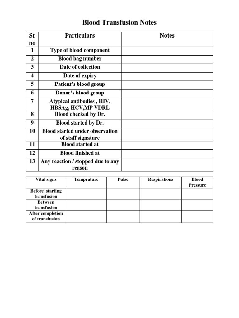 Blood Transfusion Notes | PDF