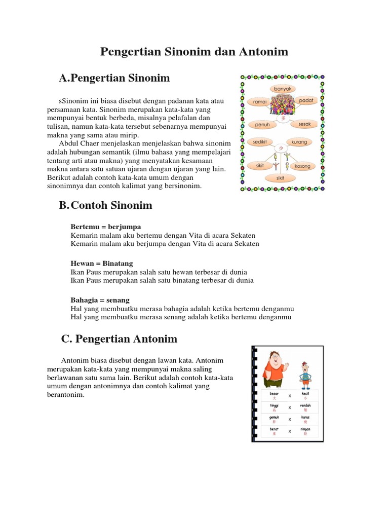 Pengertian Sinonim | PDF | Kajian Bahasa Asing
