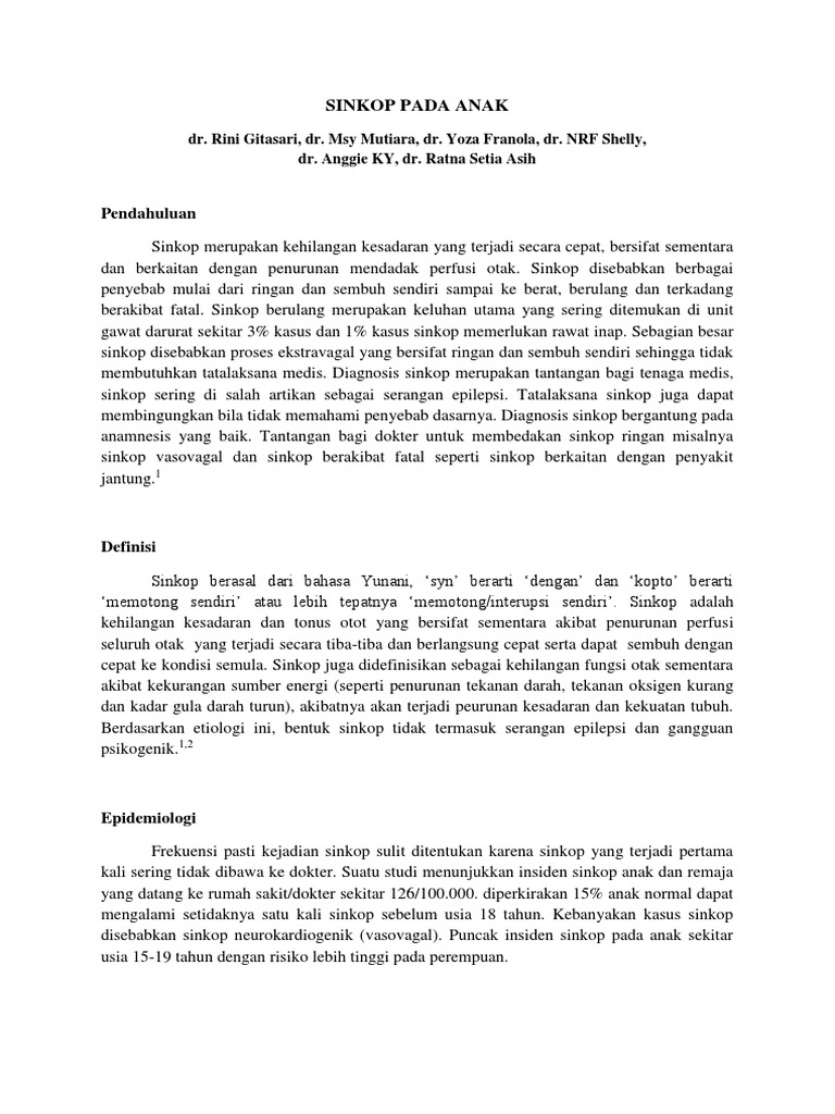 Sinkop Pada Anak | PDF