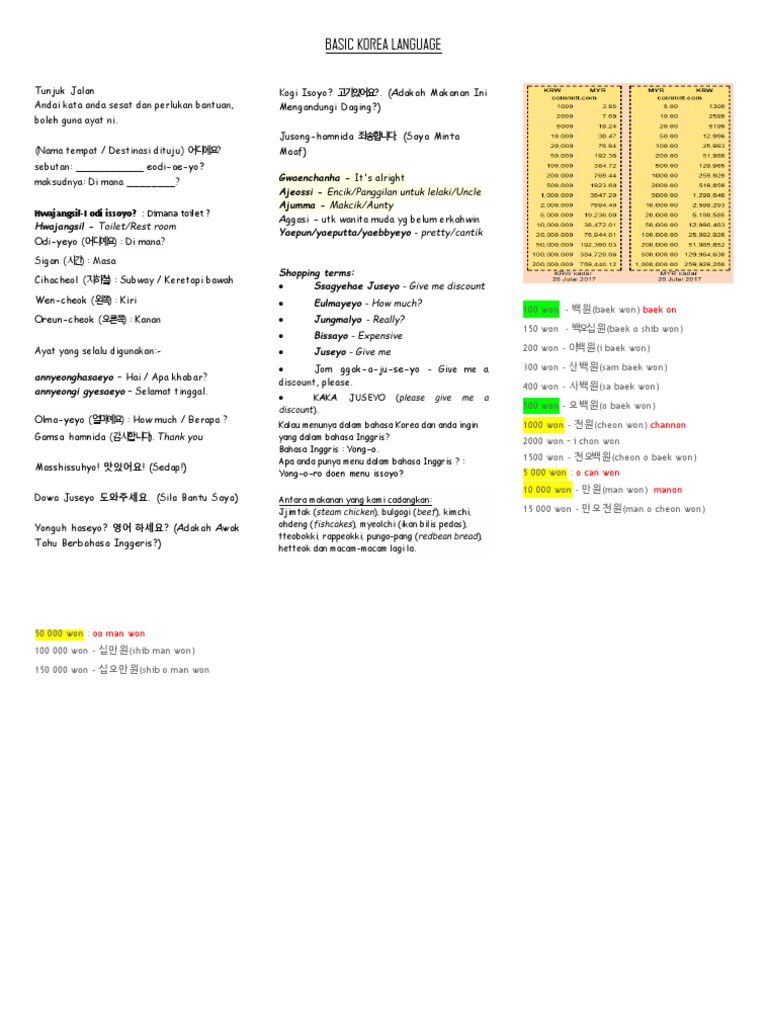 Basic Korean Language Essentials | PDF