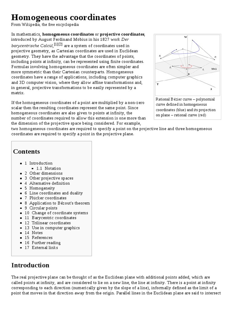 Homogeneous Coordinates | PDF | Projective Geometry | Coordinate System