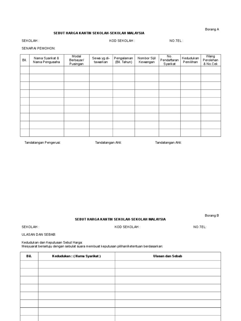 Borang A, B Dan C | PDF