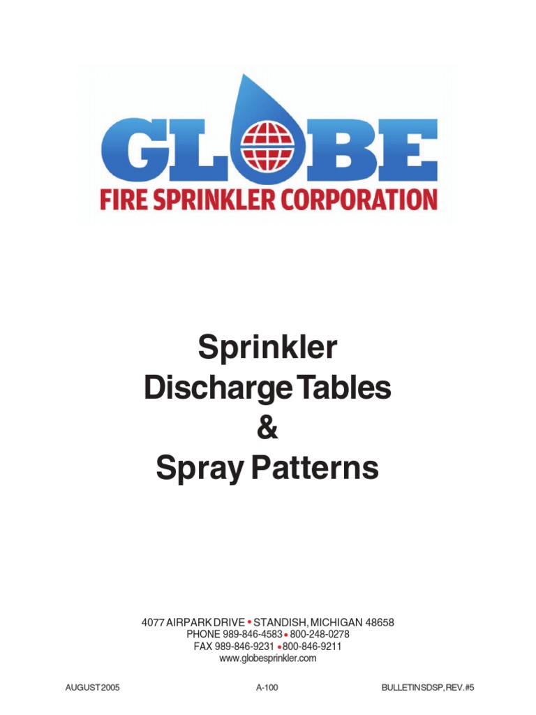 Sprinkler Spray Patterns Discharge Table | PDF | Fire Sprinkler System ...