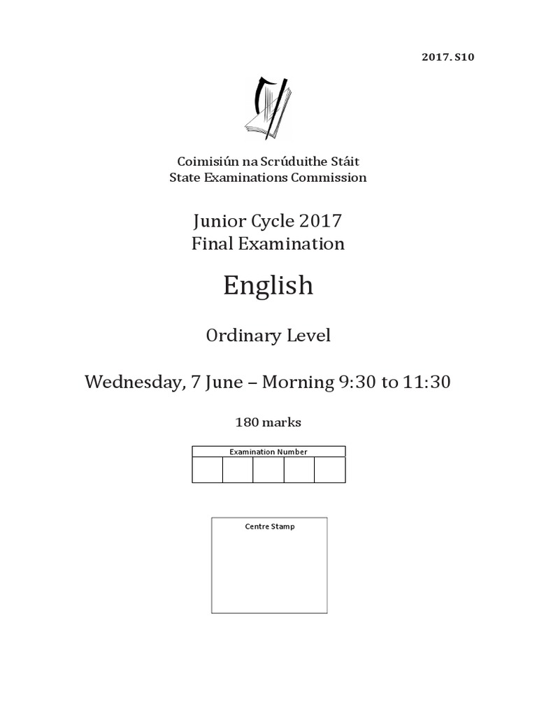 English: Junior Cycle 2017 Final Examination | PDF | U2 | Music