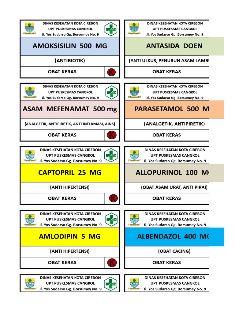 Label Obat Puskesmas Cangkol | PDF