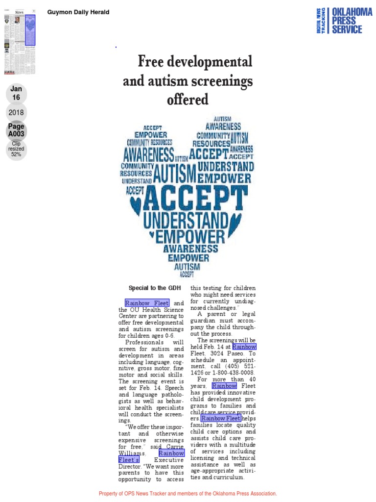 Free Developmental and Autism Screenings Offered: Clip Resized 52% ...