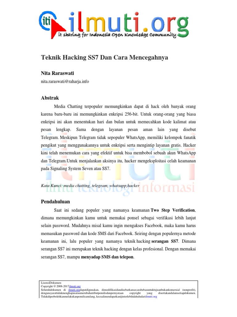 Nita Raraswati Teknik Hacking SS7 Dan Cara Mencegahnya | PDF