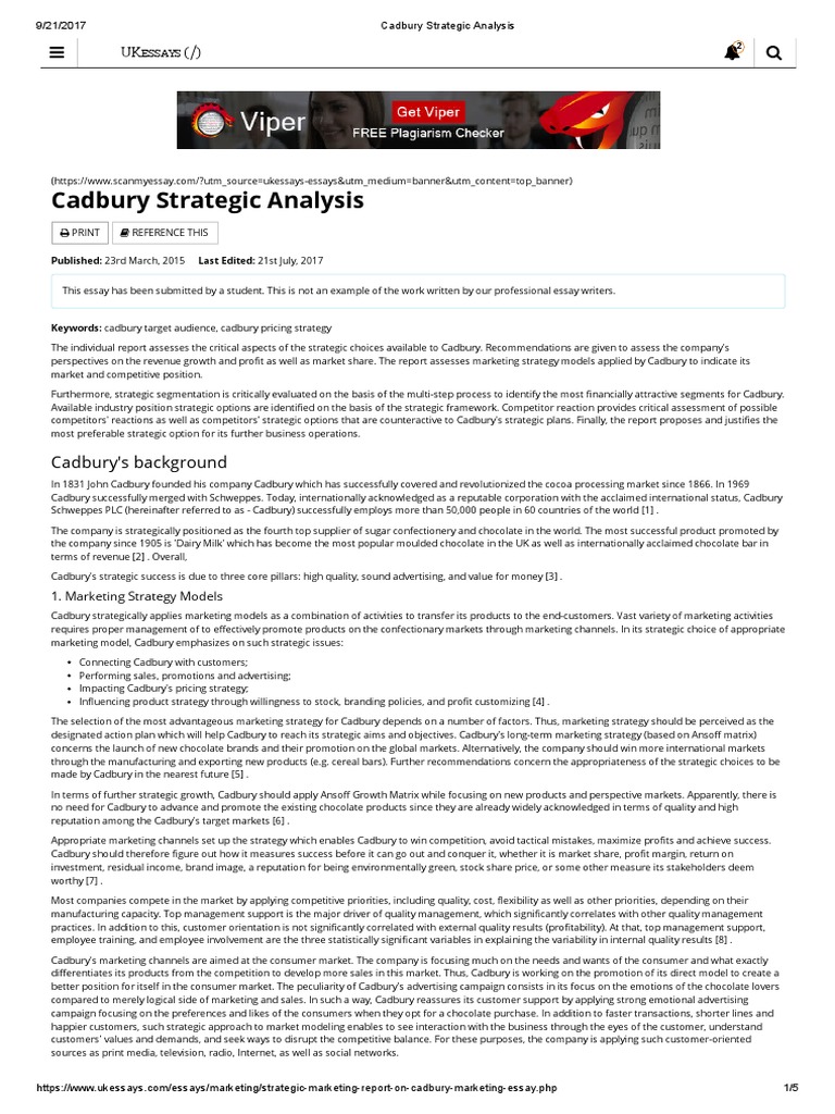 Cadbury Marketing Strategy Analysis | PDF | Market Segmentation ...
