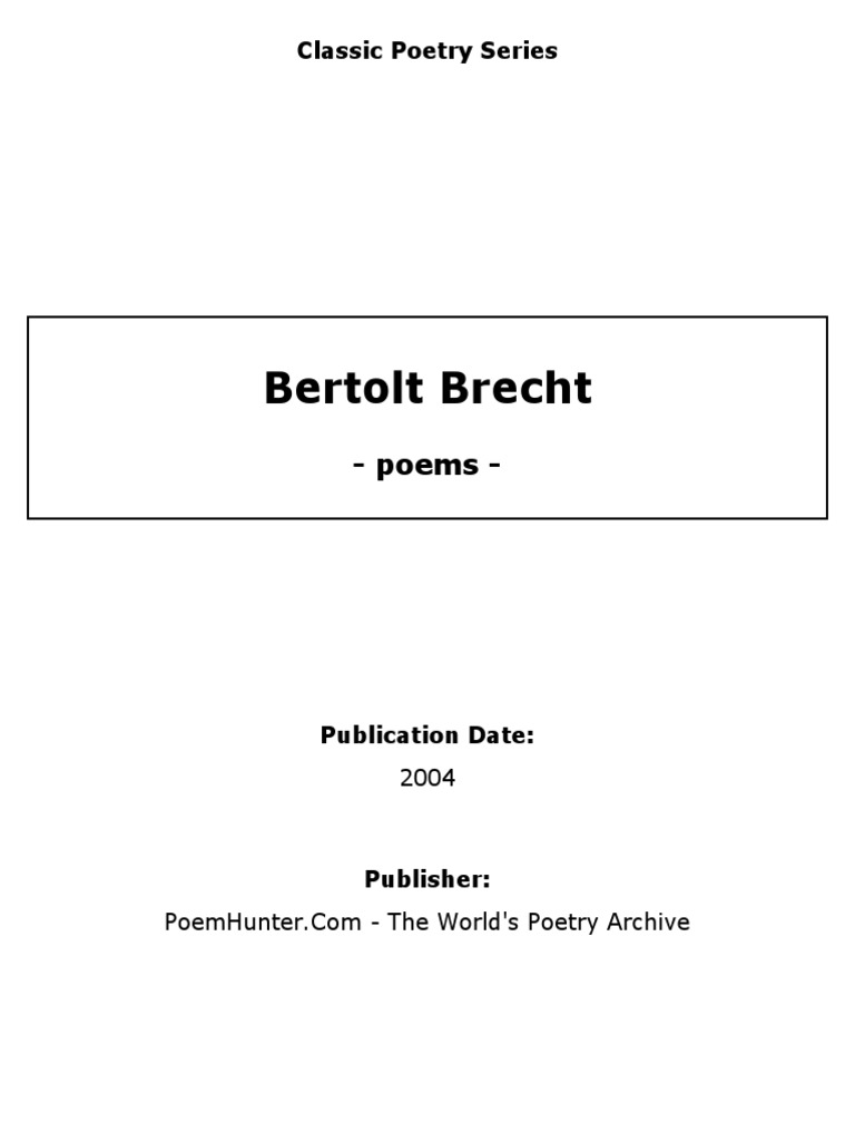 Bertolt Brecht: Selected Poems | PDF | Wisdom