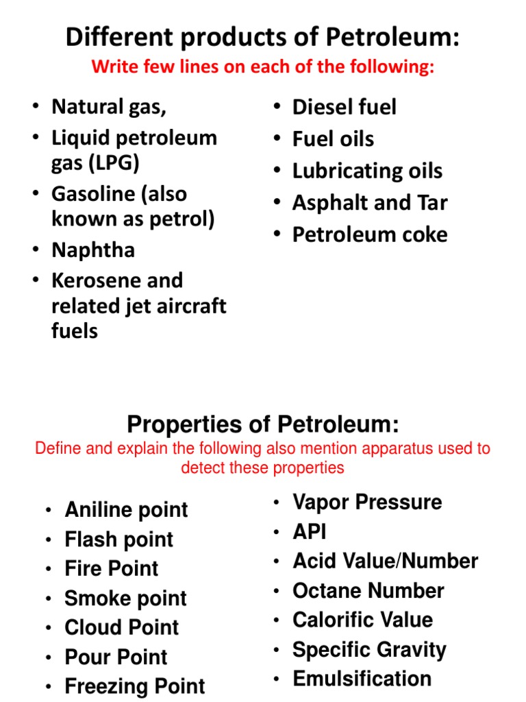 Petroleum Products & Properties Guide | PDF