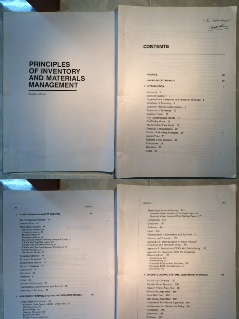 Principles of Inventory and Materials Management 4th | PDF