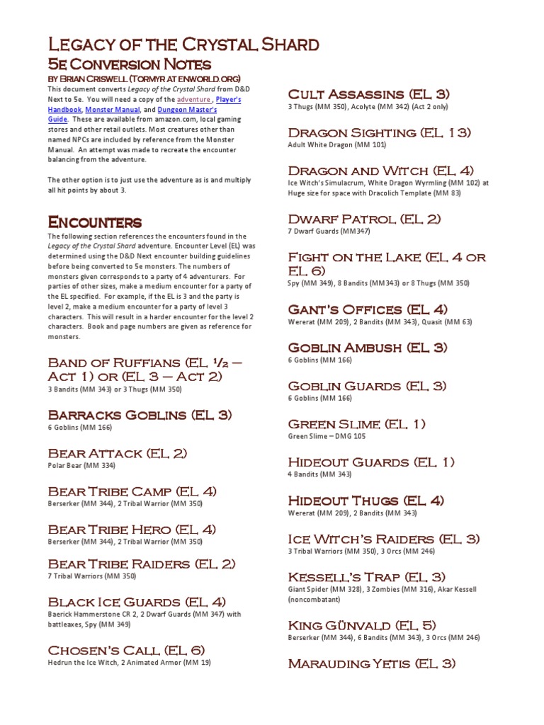 Legacy of The Crystal Shard 5e | PDF | Dungeons & Dragons | D20 System