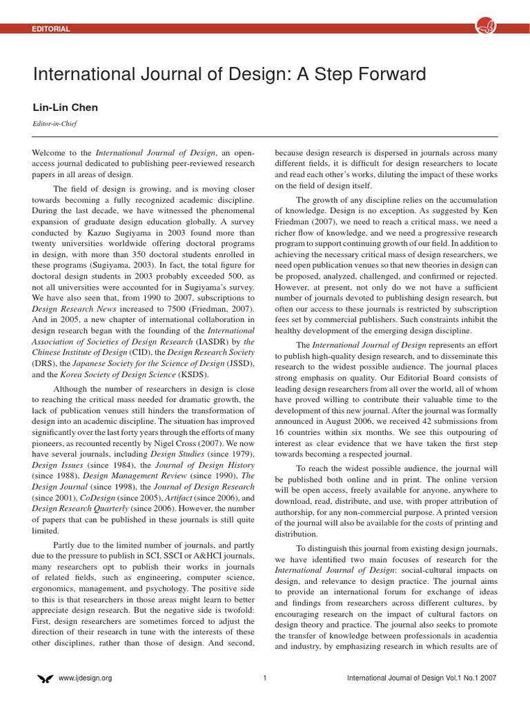International Journal of Design: A Step Forward: Lin-Lin Chen | PDF ...