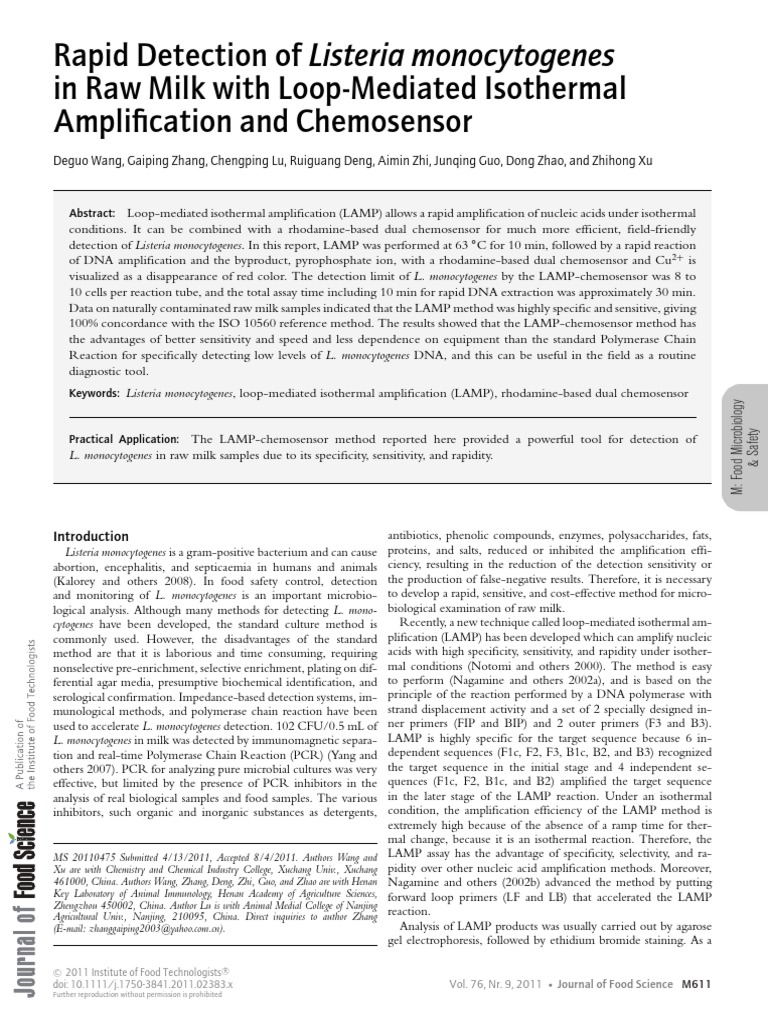 Detection Listeria | PDF | Polymerase Chain Reaction | Gel Electrophoresis