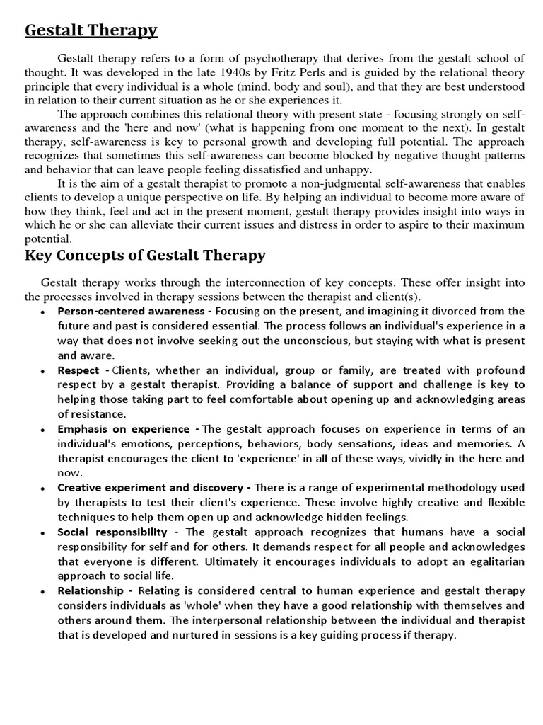 Gestalt & Behavioral Therapy | Gestalt Therapy | Behaviour Therapy