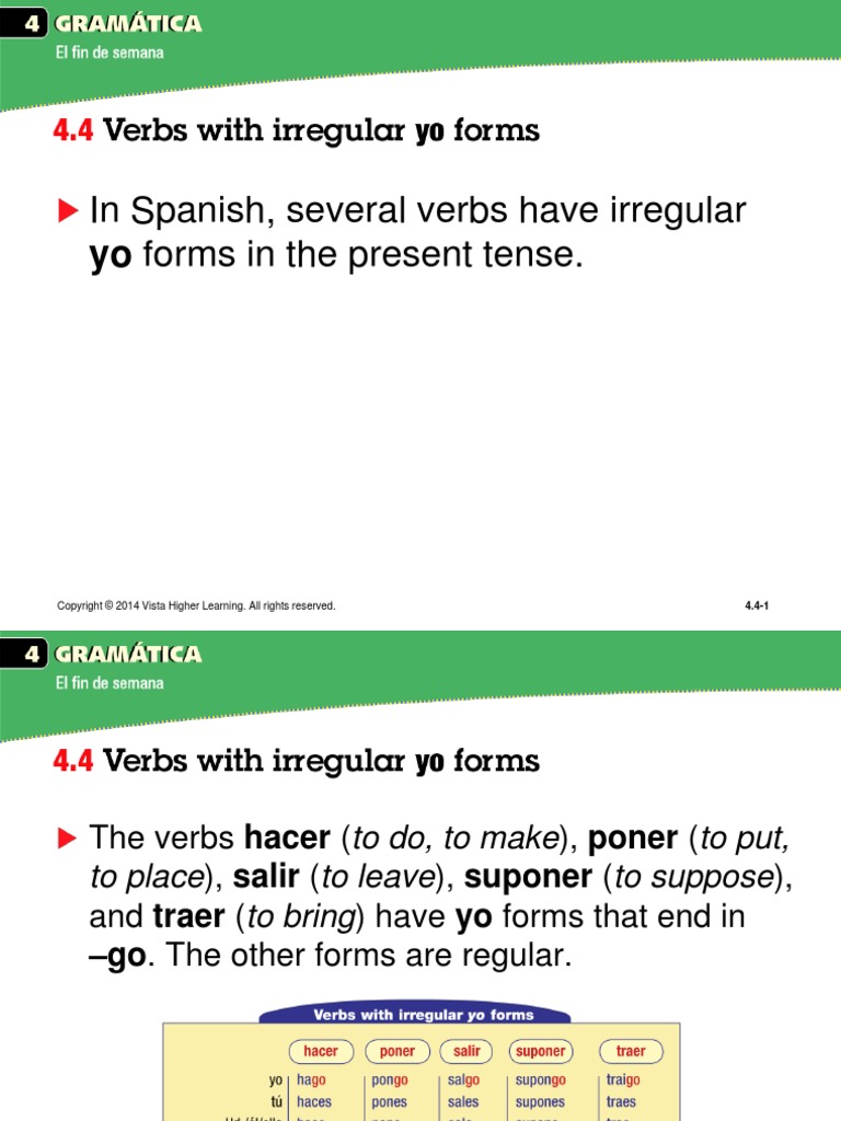 Irregular Yo Verbs | PDF | Rules | Morphology