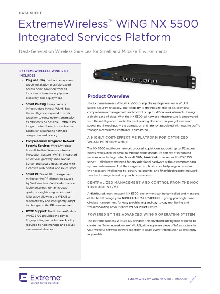 NX 5500 Data Sheet | PDF | Wireless Lan | Wireless Access Point