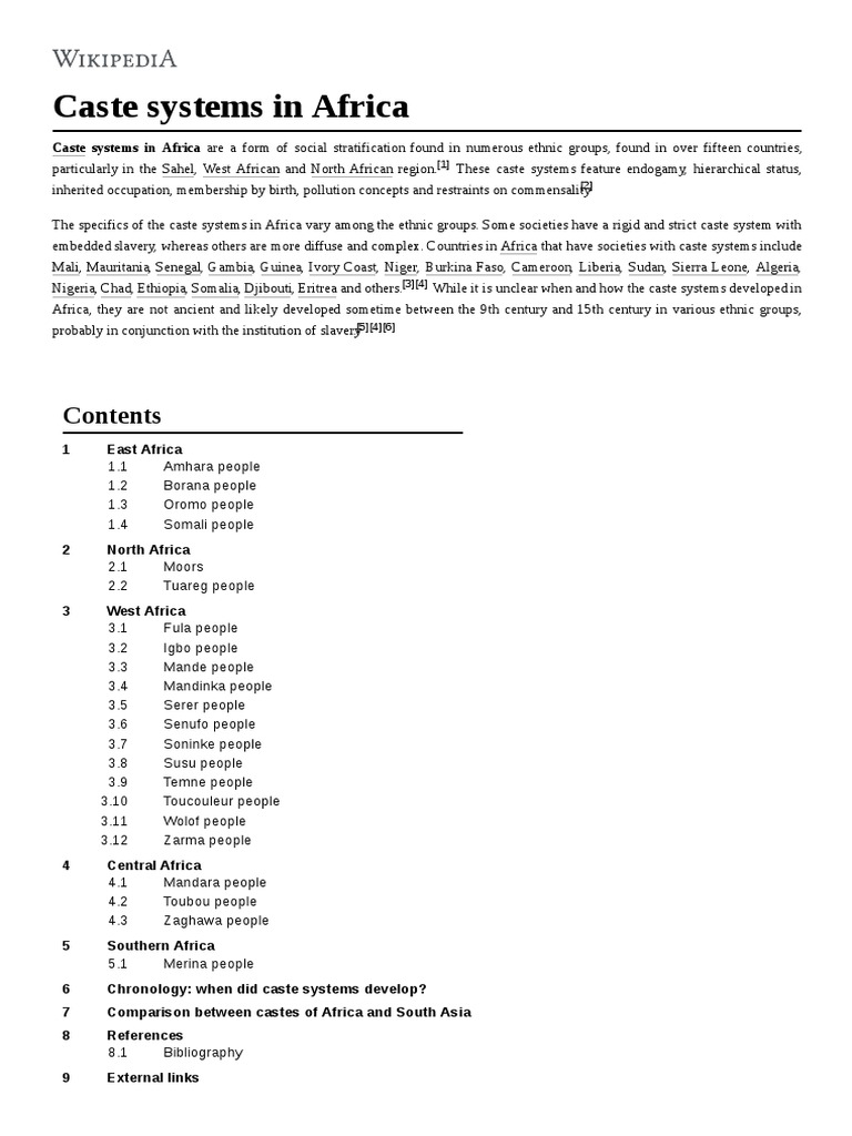 Caste Systems in Africa | West Africa | Africa