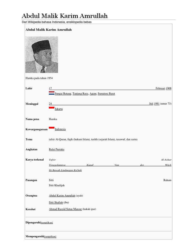 Buya Hamka Abdul Malik Karim Amrullah | PDF