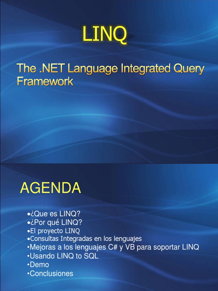 Semana 6 Introduccion A Linq | PDF | Consulta integrada de idiomas | C ...
