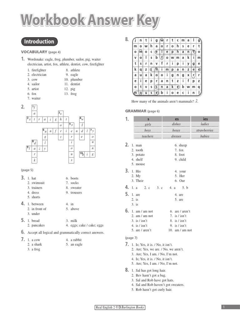 Workbook Answer Key: Vocabulary | PDF | Leisure