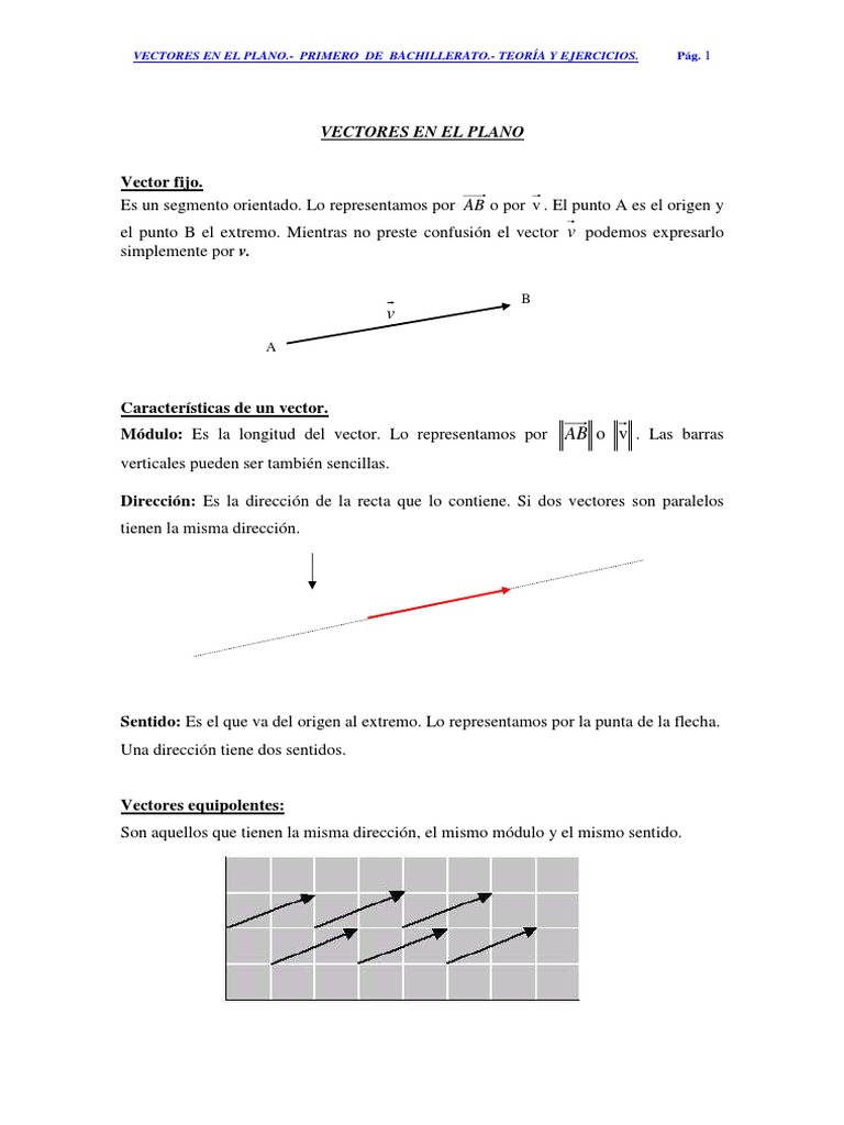 Teoria y Ejercicios Resueltos Vectores en El Plano | PDF | Vector Euclidiano | Geometria plana)