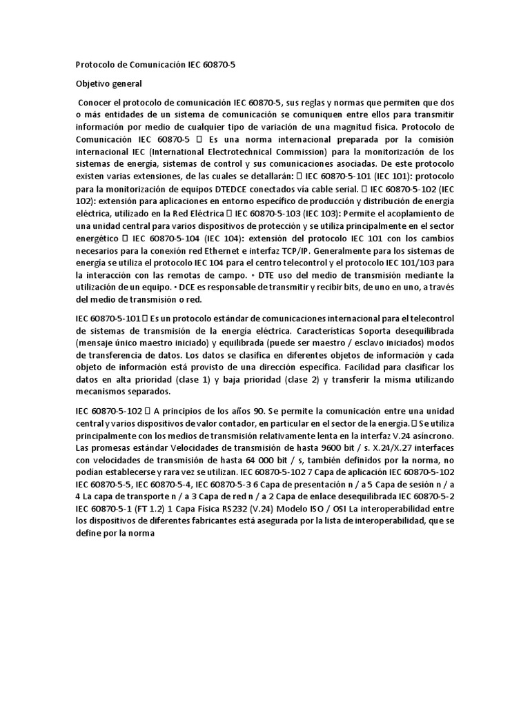 Protocolo IEC 60870-5 y sus Extensiones | PDF | Protocolos de ...