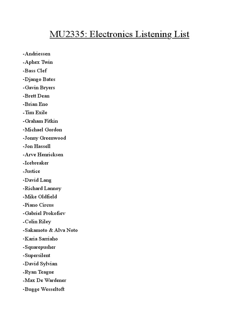 MU2335 Listening List | PDF