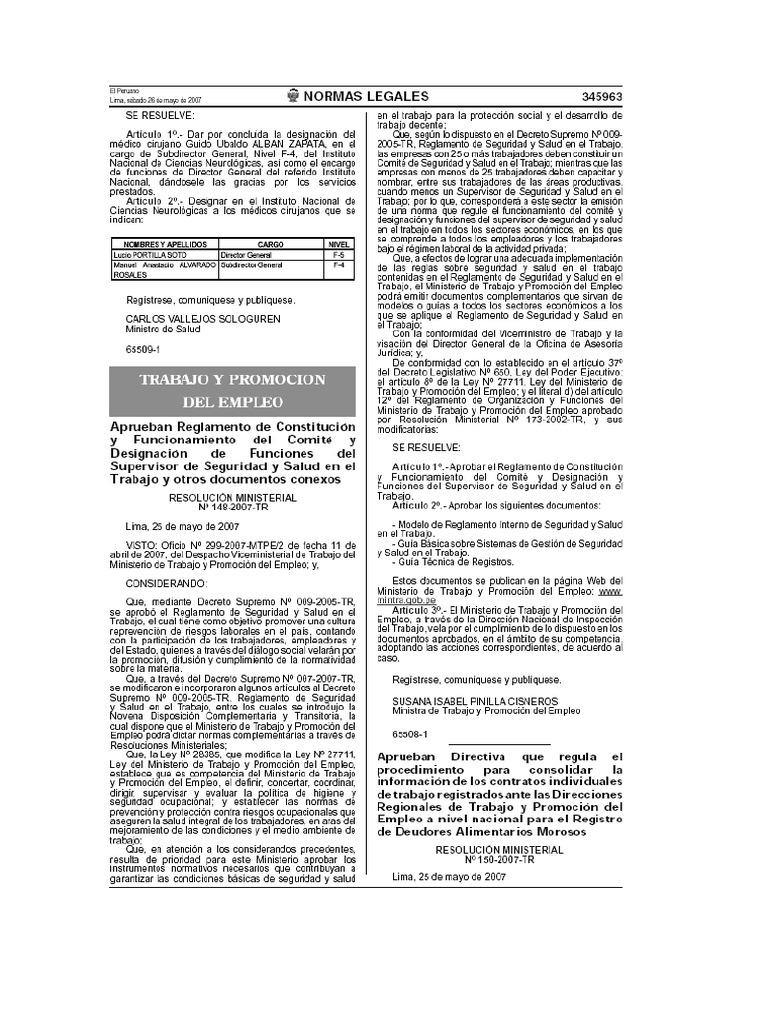 RM 148 2007 TR | PDF | Derecho laboral | Regulación