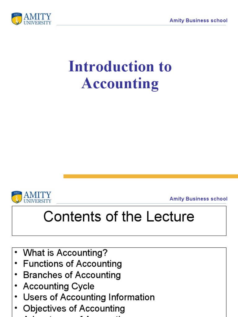 Introduction To Accounting: Amity Business School | PDF | Accounting ...