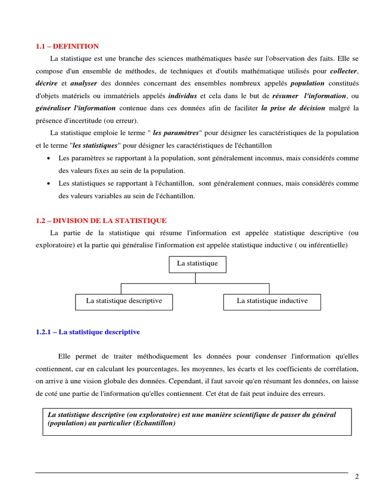 Introduction à la Statistique | PDF | Échantillonnage (Statistiques ...