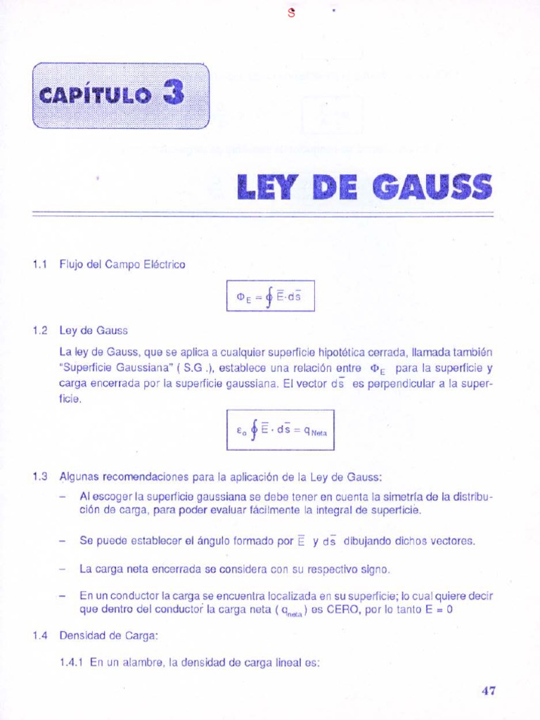 Cap3 Ley de Gauss | PDF | Campo eléctrico | Masa