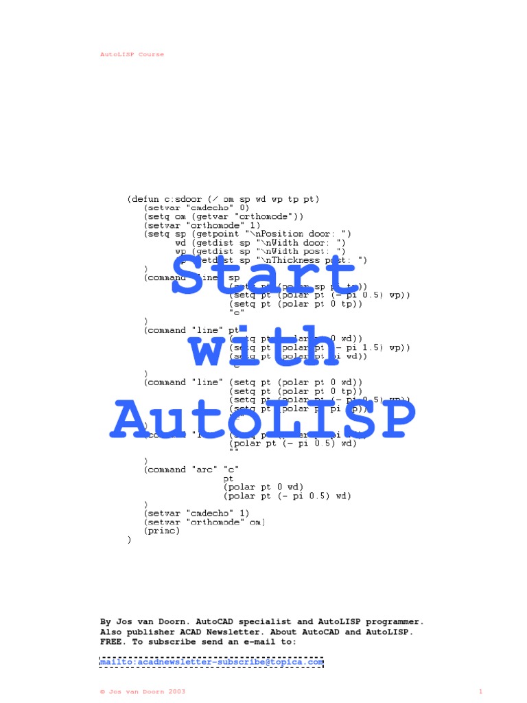 Autodesk - Free AutoLISP Course | PDF | Trigonometric Functions | Elementary Mathematics