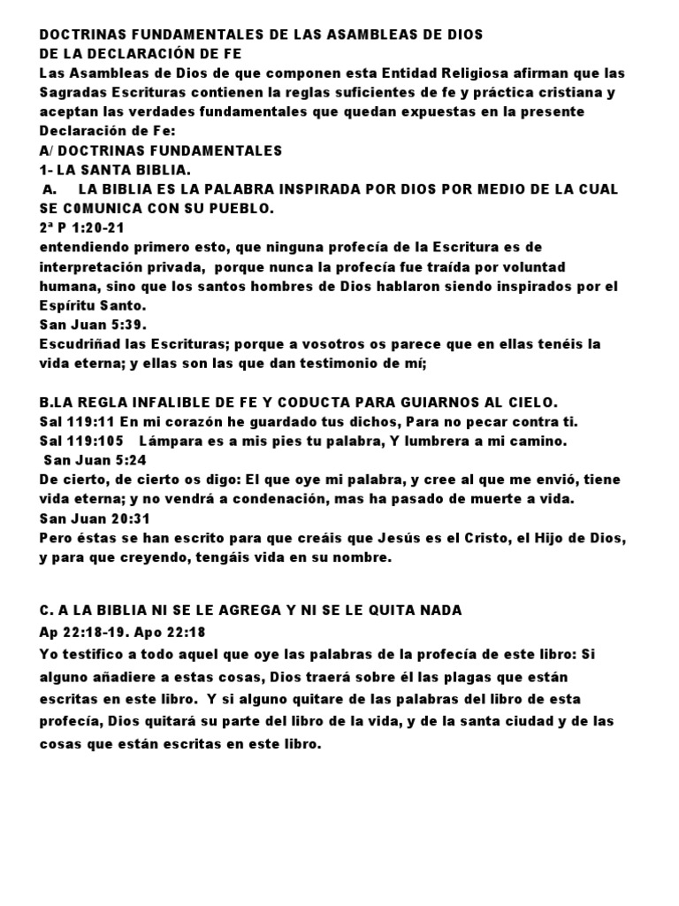Doctrinas Fundamentales de Las Asambleas de Dios | PDF | Salvación | eucaristía