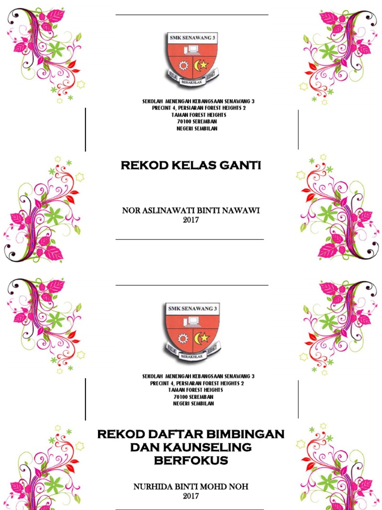 Cover Depan Buku Rekod Kaunseling | PDF