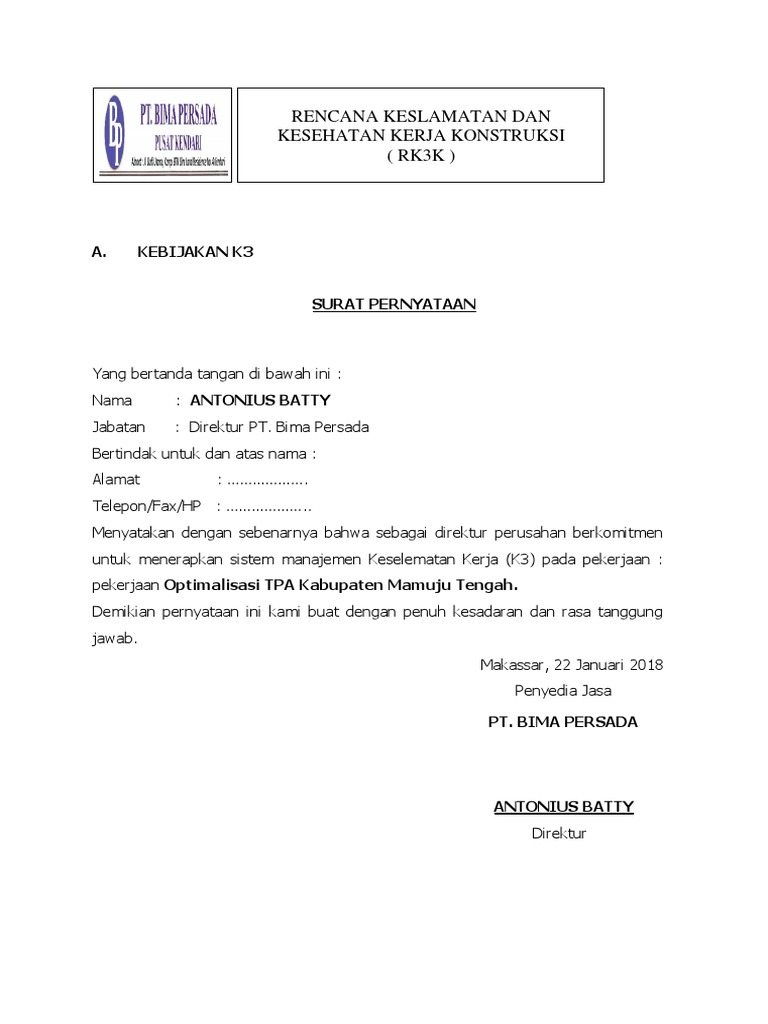 Formulir Pra Rk3k. | PDF