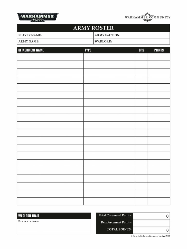 40k Army-Roster Part1 | PDF